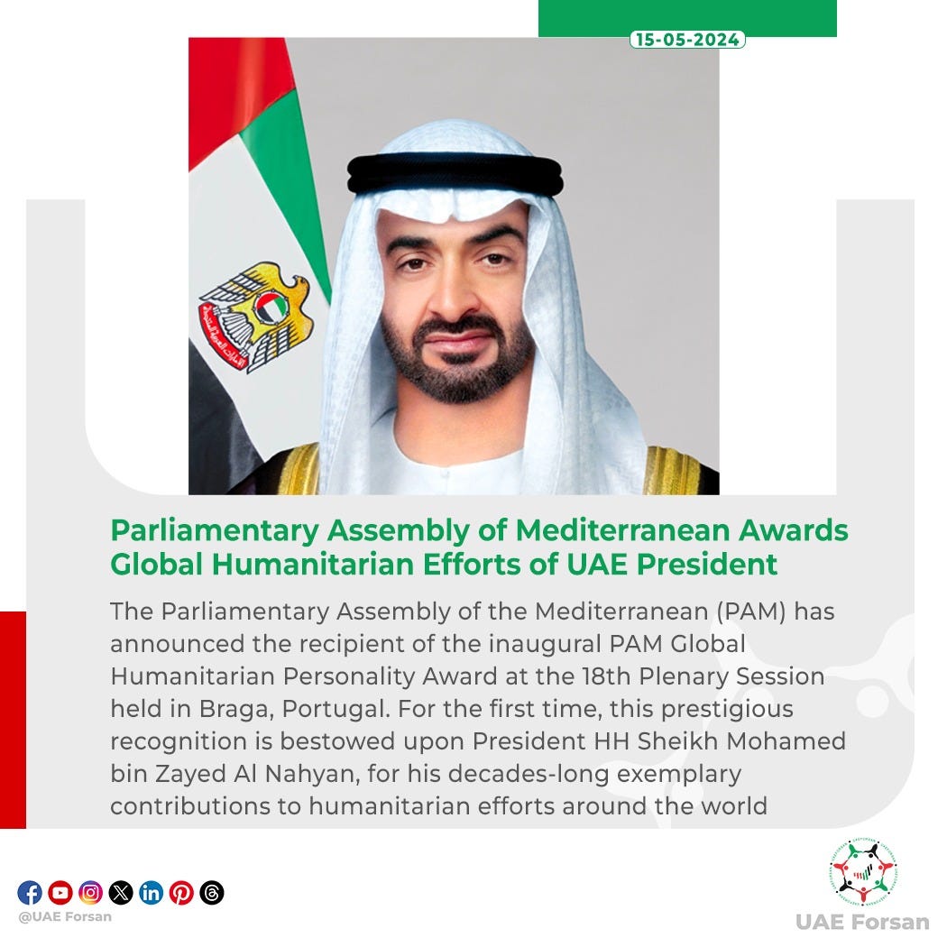 On prestigious recognition of UAE’s commitment to raising funds for ...