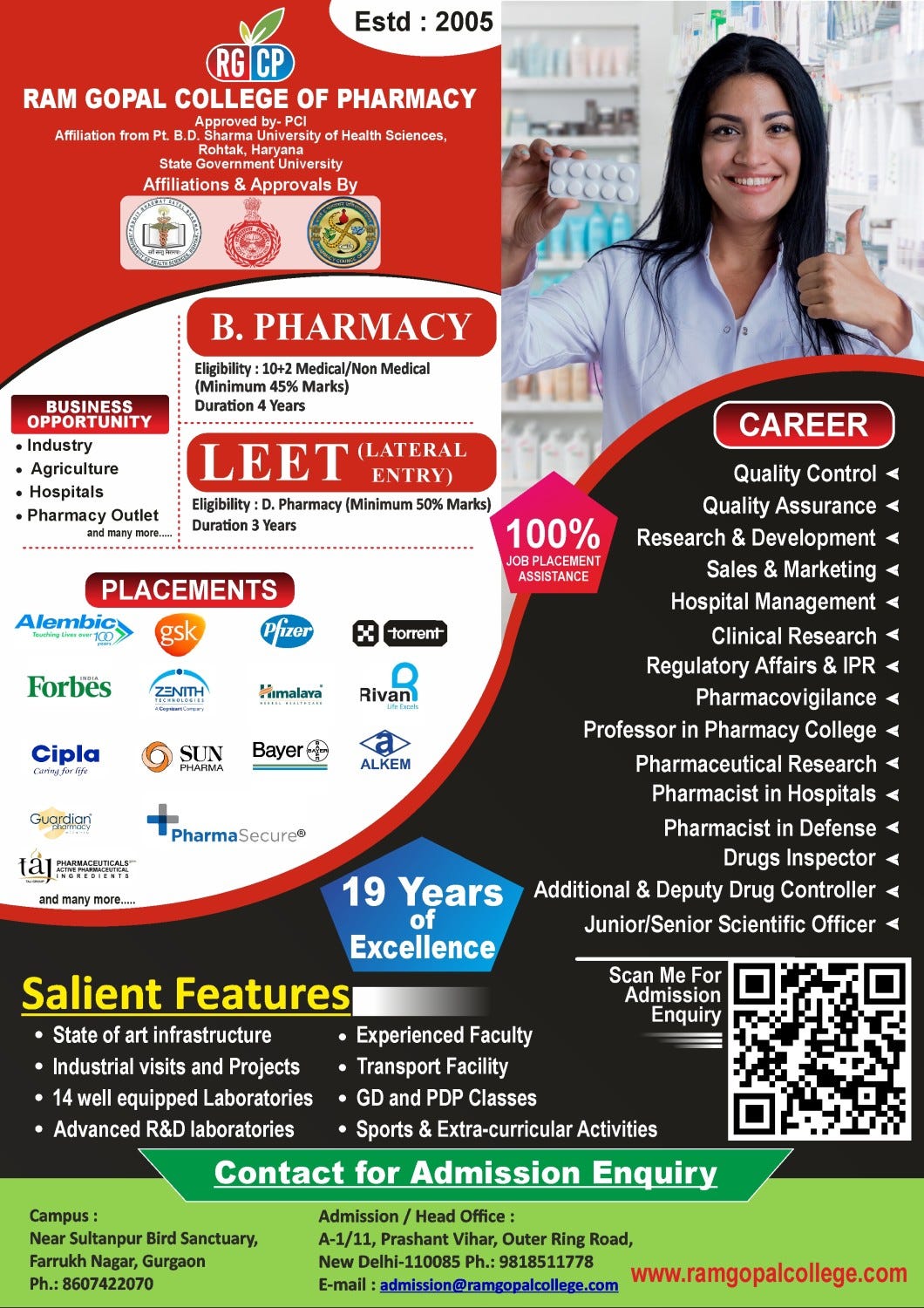 How to get admission to B Pharma in Delhi? | Ram Gopal College of ...