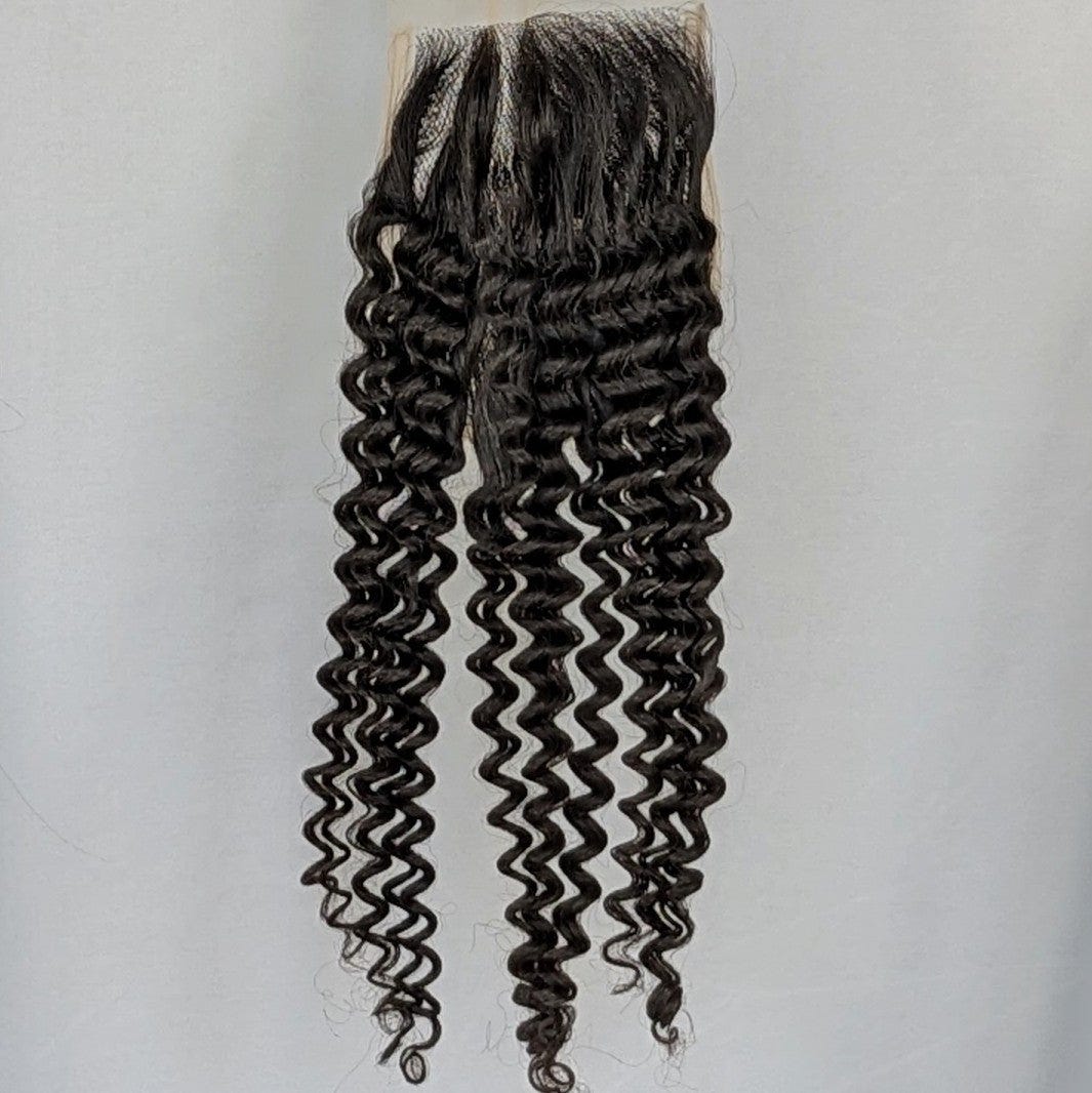 Cambodian Deep Wave Hair Lace Closures - Chuchu Hair Extensions - Medium