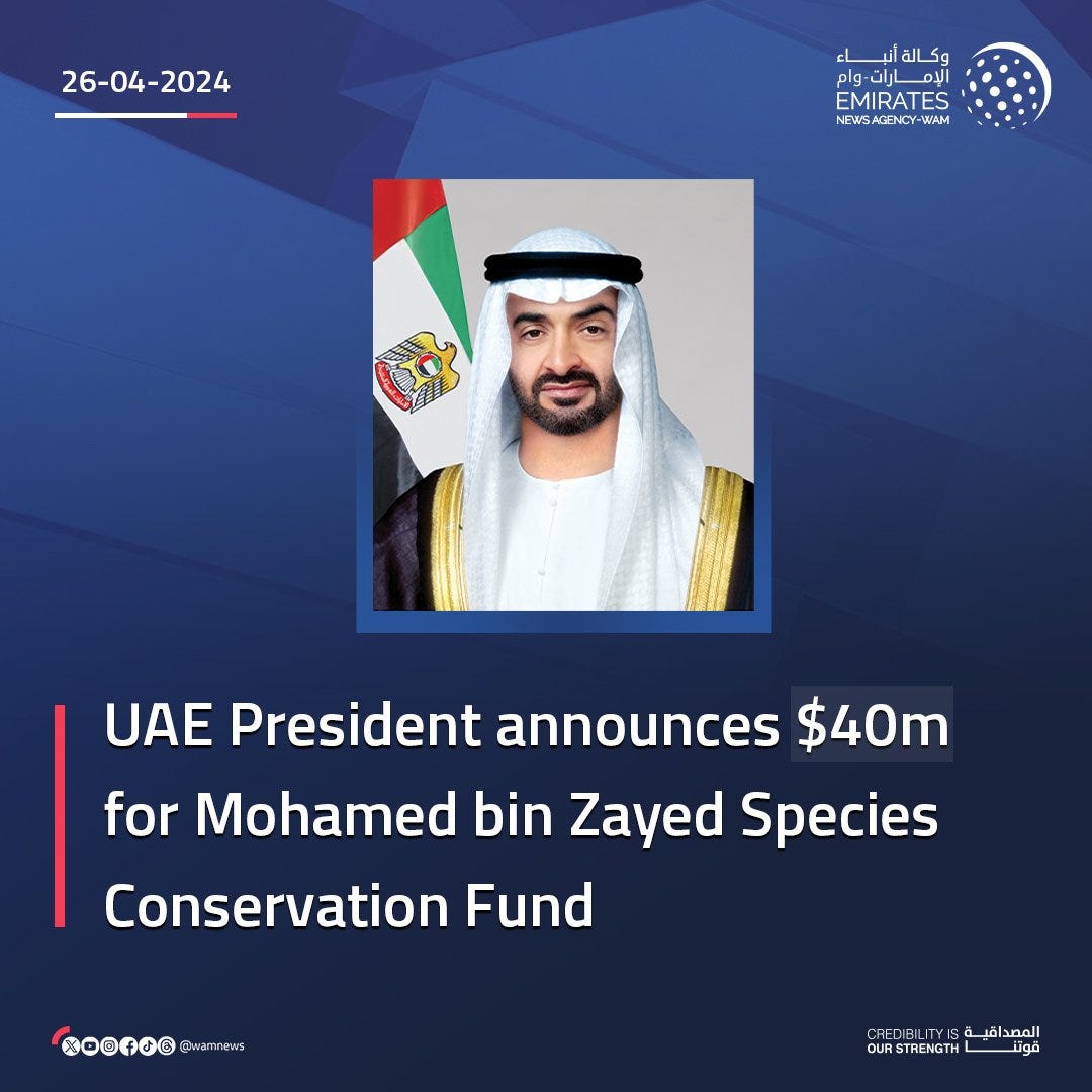 UAE’s Species Fund Boost by Sheikh Mohamed bin Zayed Al Nahyan ...