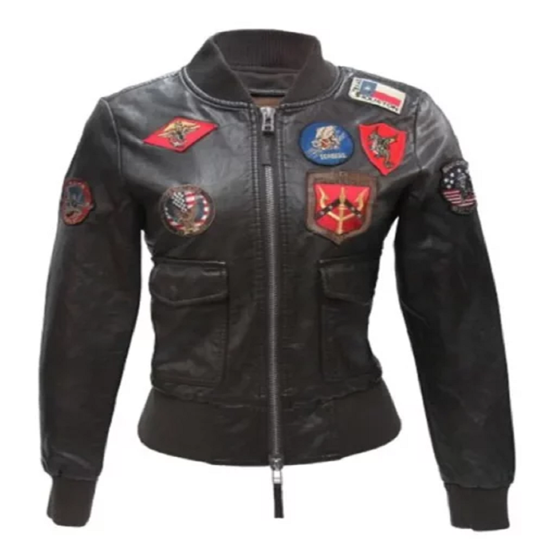 The Women’s Top Gun Black Aviator Flight Bomber Leather Jacket | by ...