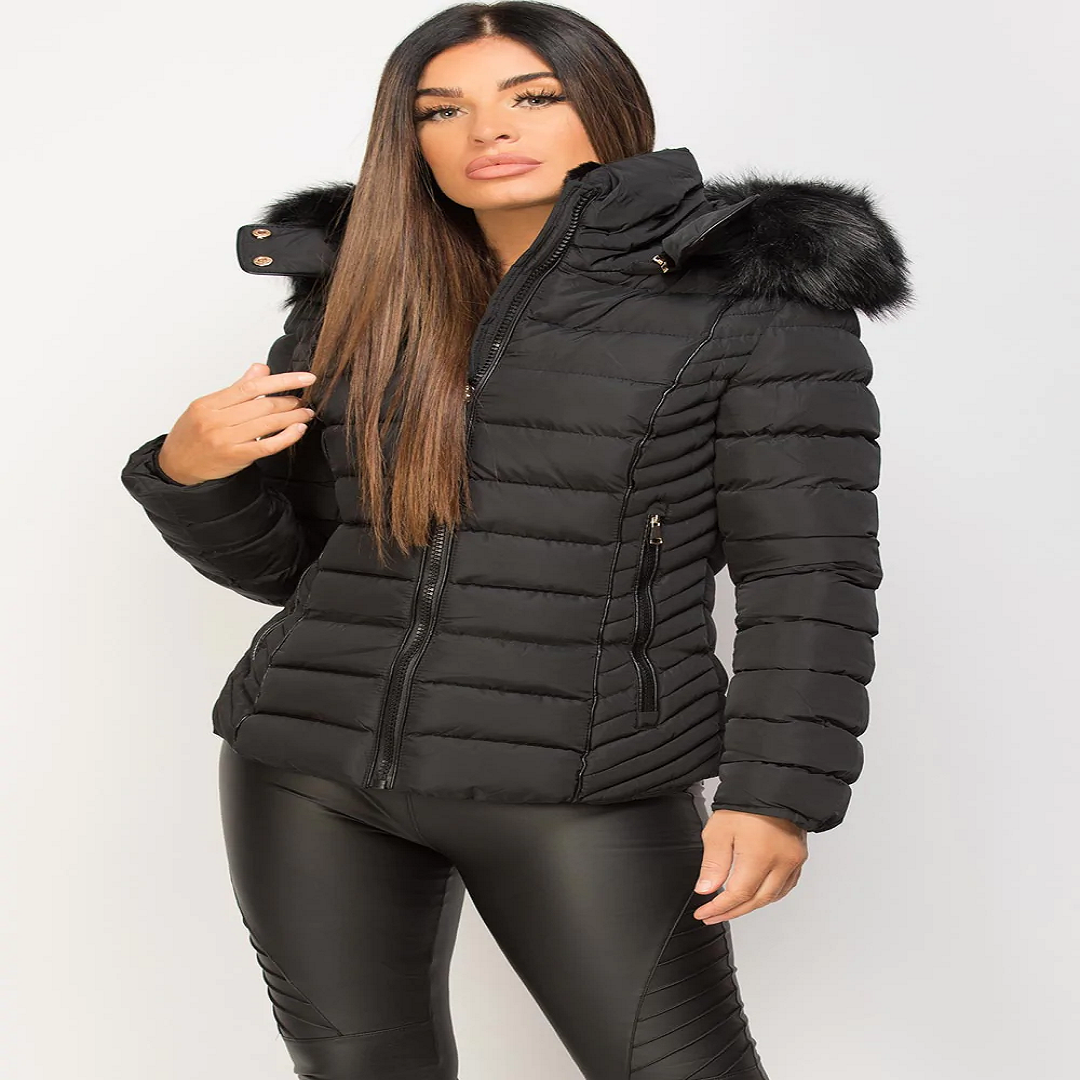 Title: Embrace Style and Comfort with the Black Puffer Jacket with Faux ...