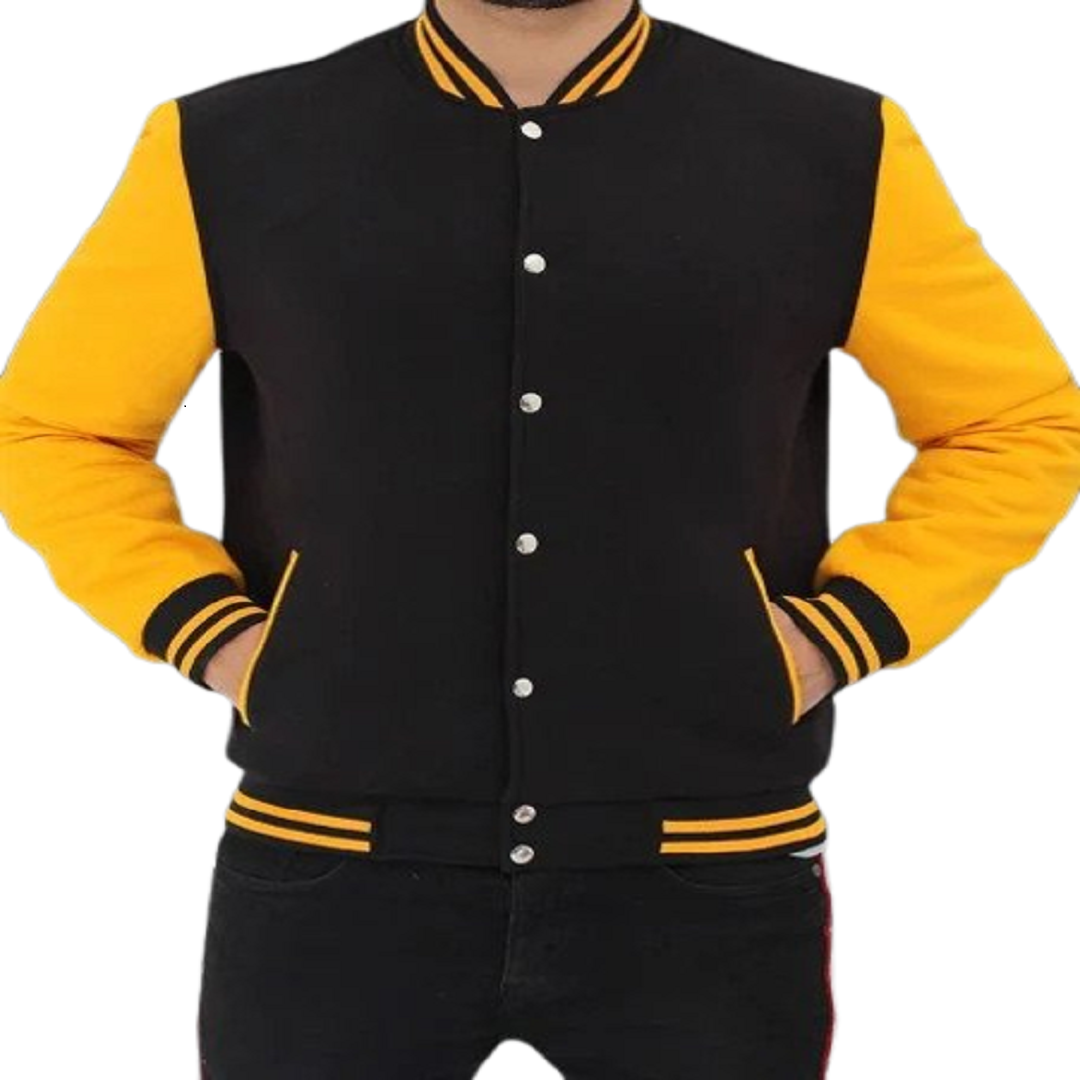 Striking Style: The Men’s Black and Yellow Baseball Jacket | by Leather ...