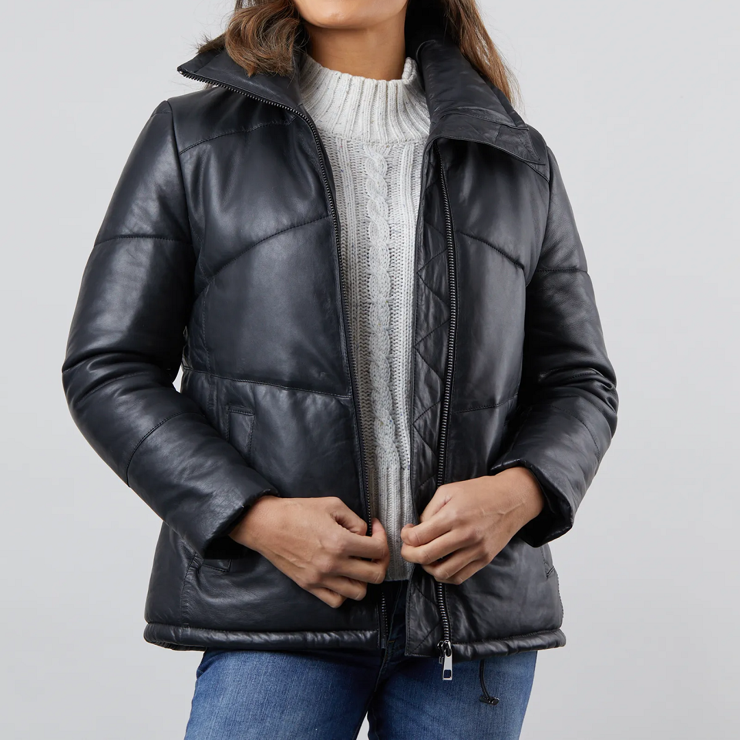 Title: Embrace Timeless Elegance with the Parton Leather Padded Jacket ...