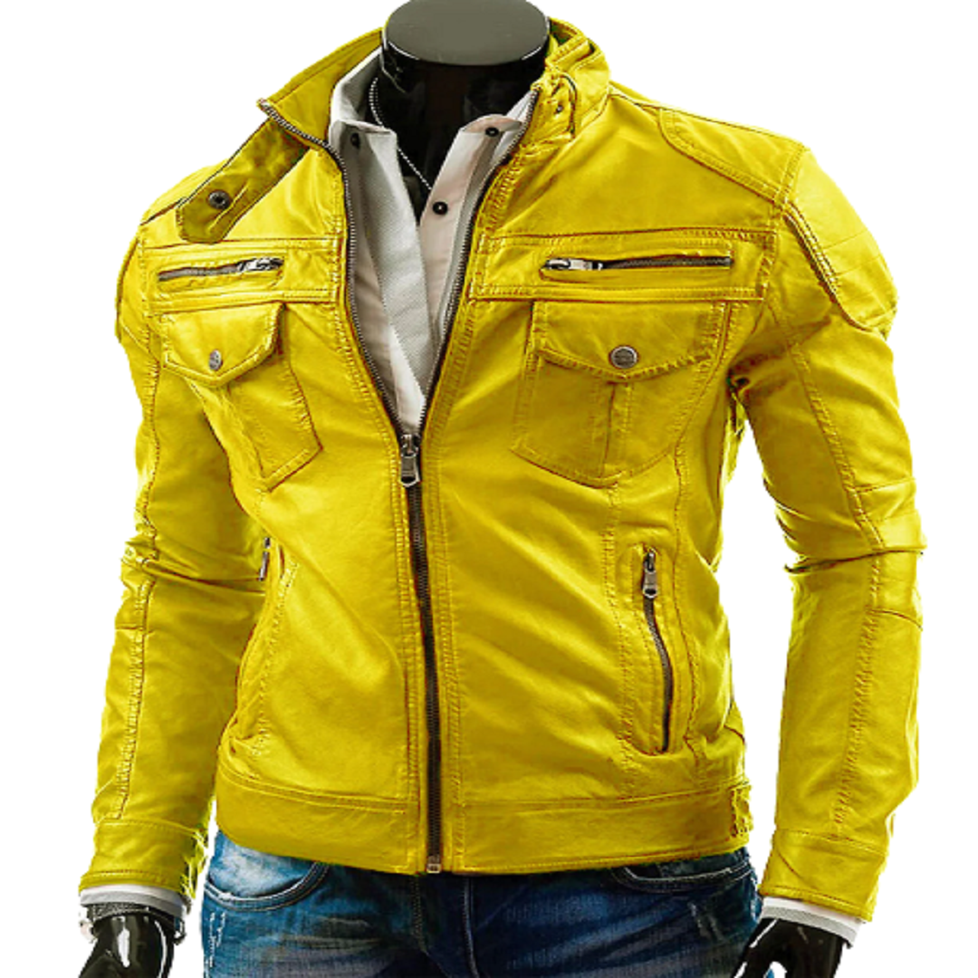 Embrace Bold Style with the Men’s Yellow Biker Motorcycle Vintage Retro ...