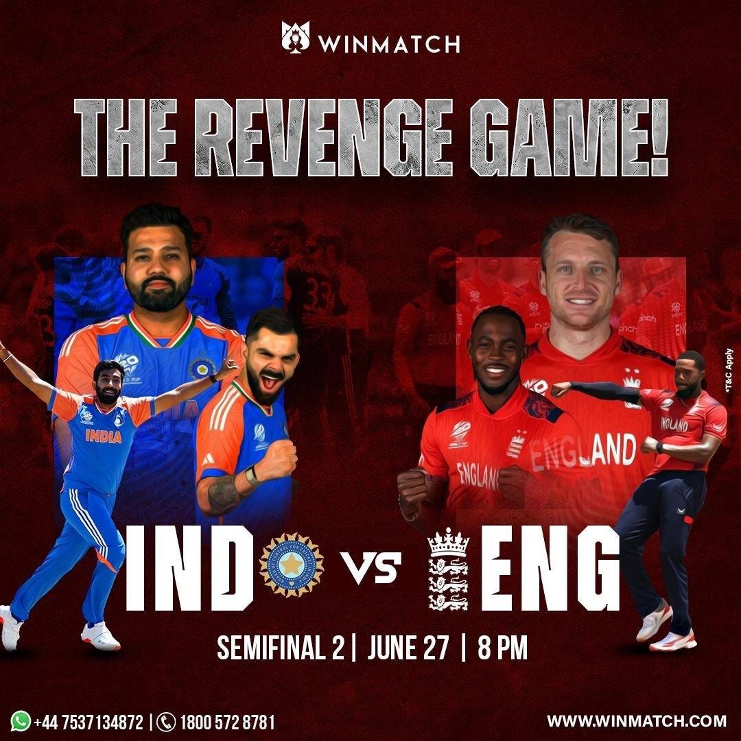 Winmatch T-20 World Cup Semi-Final: England vs India — The Ultimate Cricket Showdown! | by ...