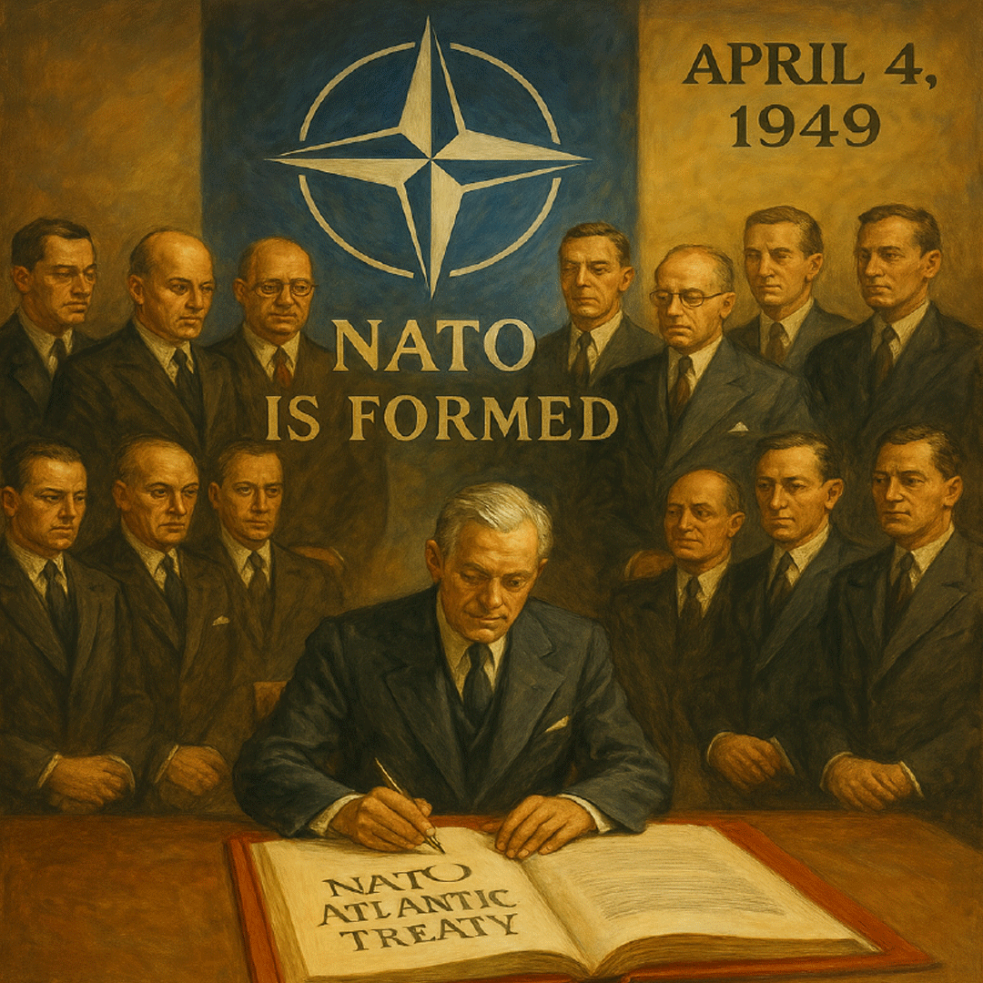 4th april 1949 NATO is formed. 🌍 NATO Formation — 4th April 1949 | by Cambridgedesignvector | Medium