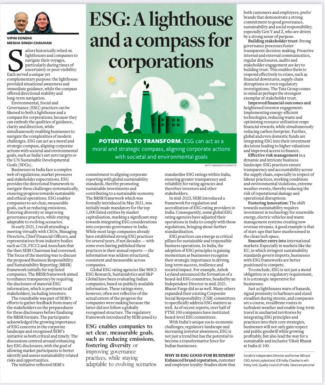 ESG: A lighthouse and a compass for corporations - Vipin Sondhi - Medium