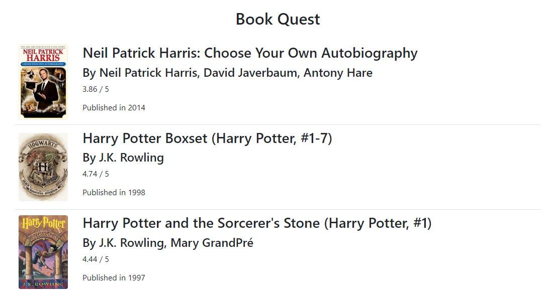 Book Quest — contrasting two different database implementations in a ...
