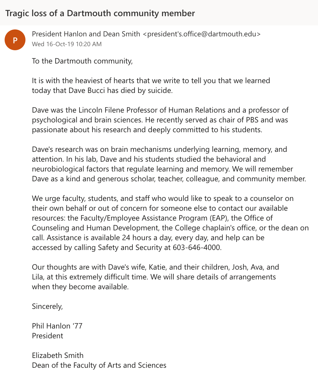 PBS Prof Dave Bucci Commits Suicide | by Ishaan H. Jajodia | Dartblog ...