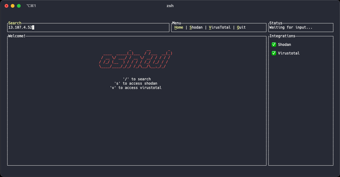 OSINT Terminal User Interface - Recon shell - Medium