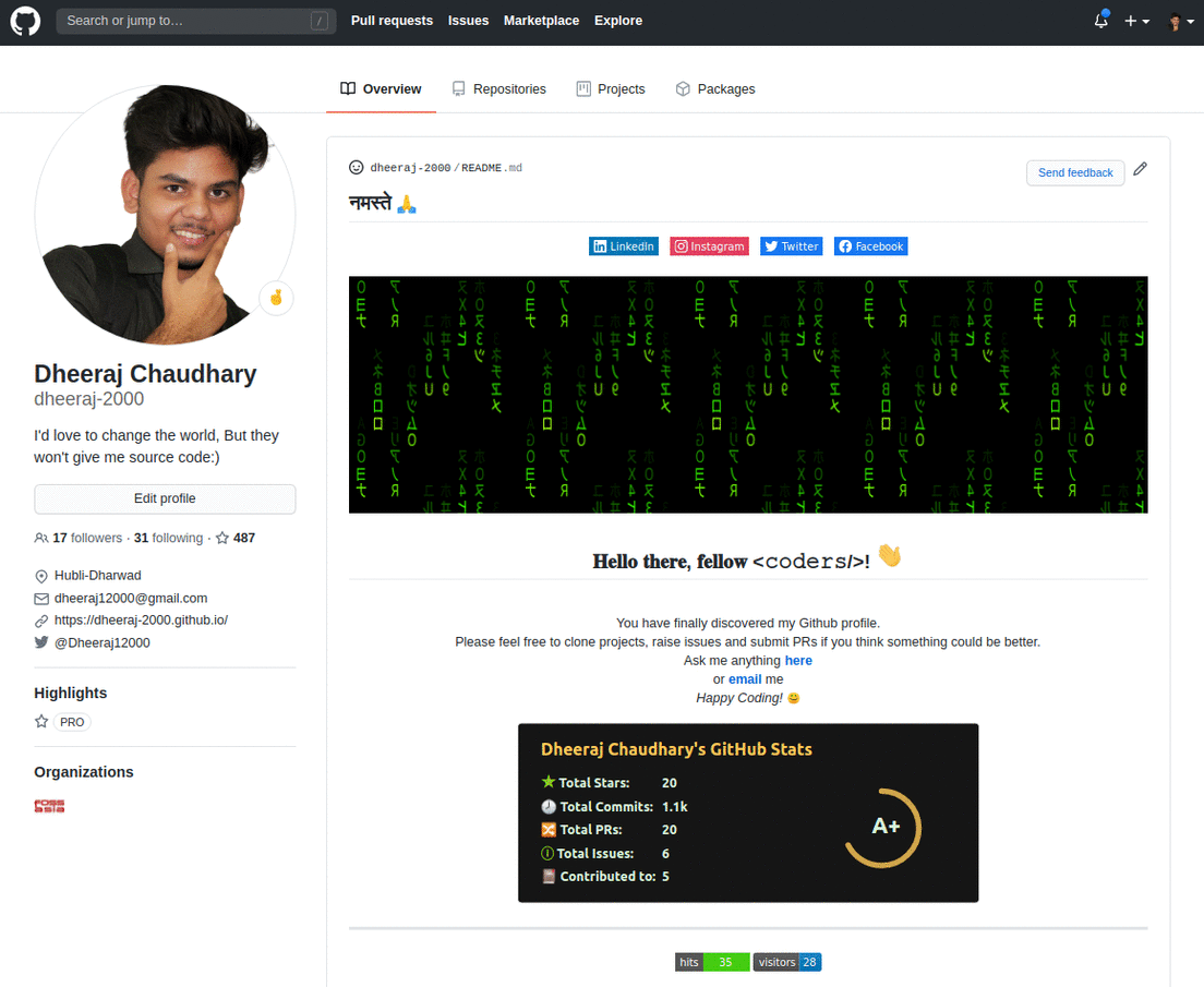 Create your Github Profile Readme.md | by Dheeraj Chaudhary | Medium