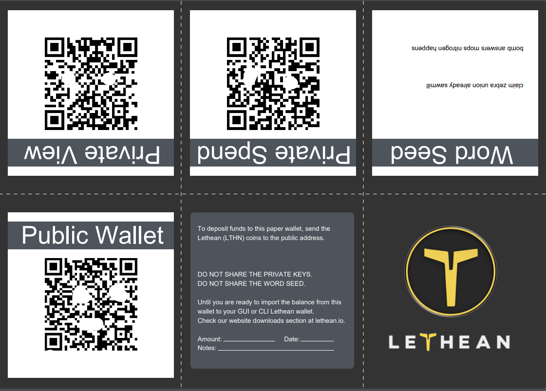 Lethean Paper Wallet Release. Greetings, Lethean community! We know ...