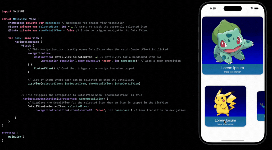 Adding Zoom Transitions in SwiftUI with NavigationLink and Namespace | by Vishal Vijayvargiya ...