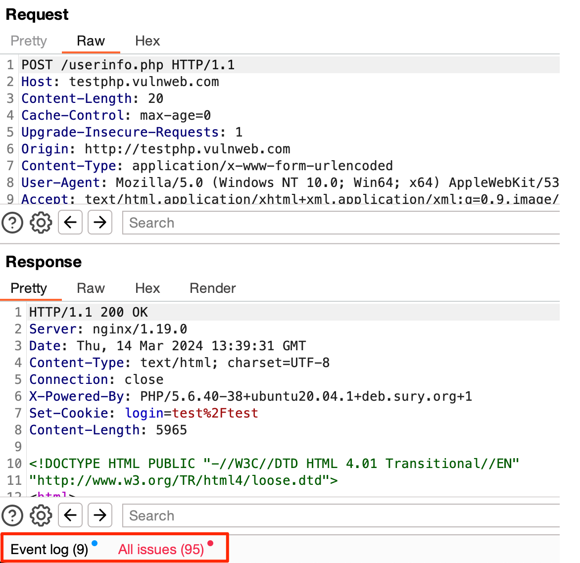 Mantente al tanto de las actualizaciones. ¿Qué representan el punto azul y rojo en Burp Suite ...