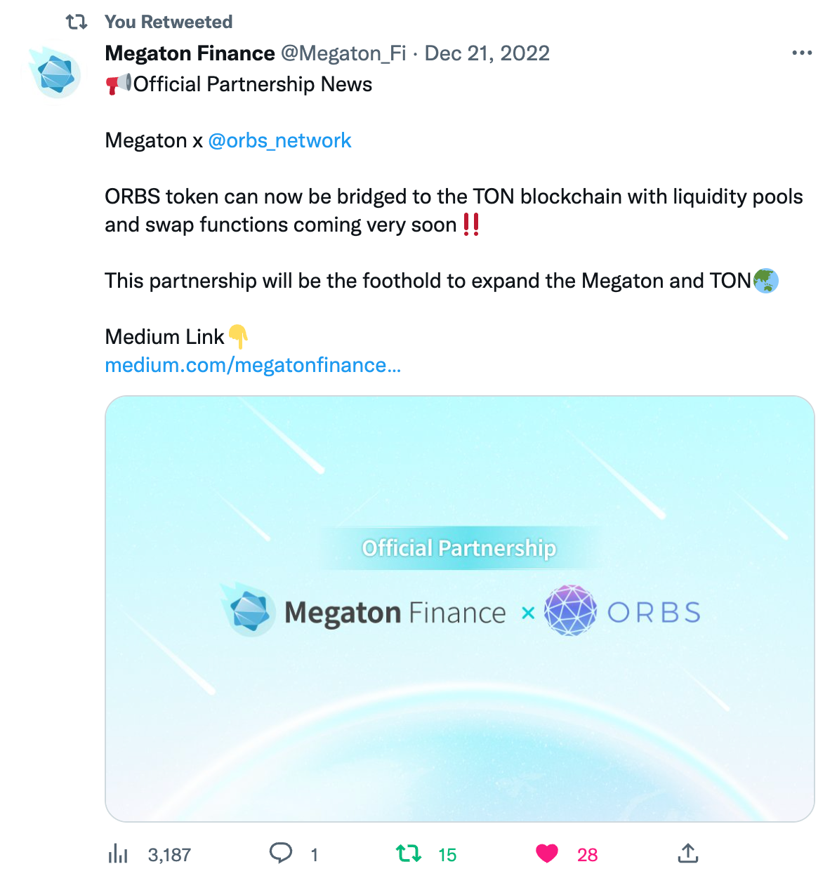 메가톤 파이낸스 ORBS 상장. The Open Network(TON)의 신규 AMM-DEX인 메가톤… | by 오브스 코리아 ...