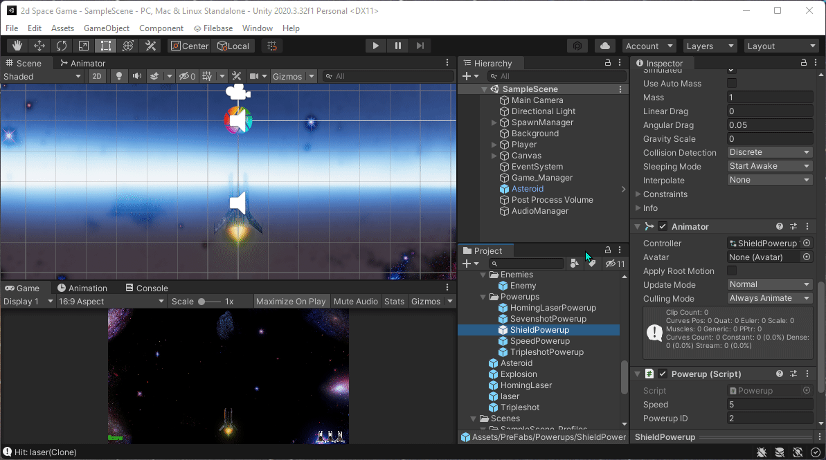 Powerup Sound Effect in Unity. I have the background music, laser, and ...
