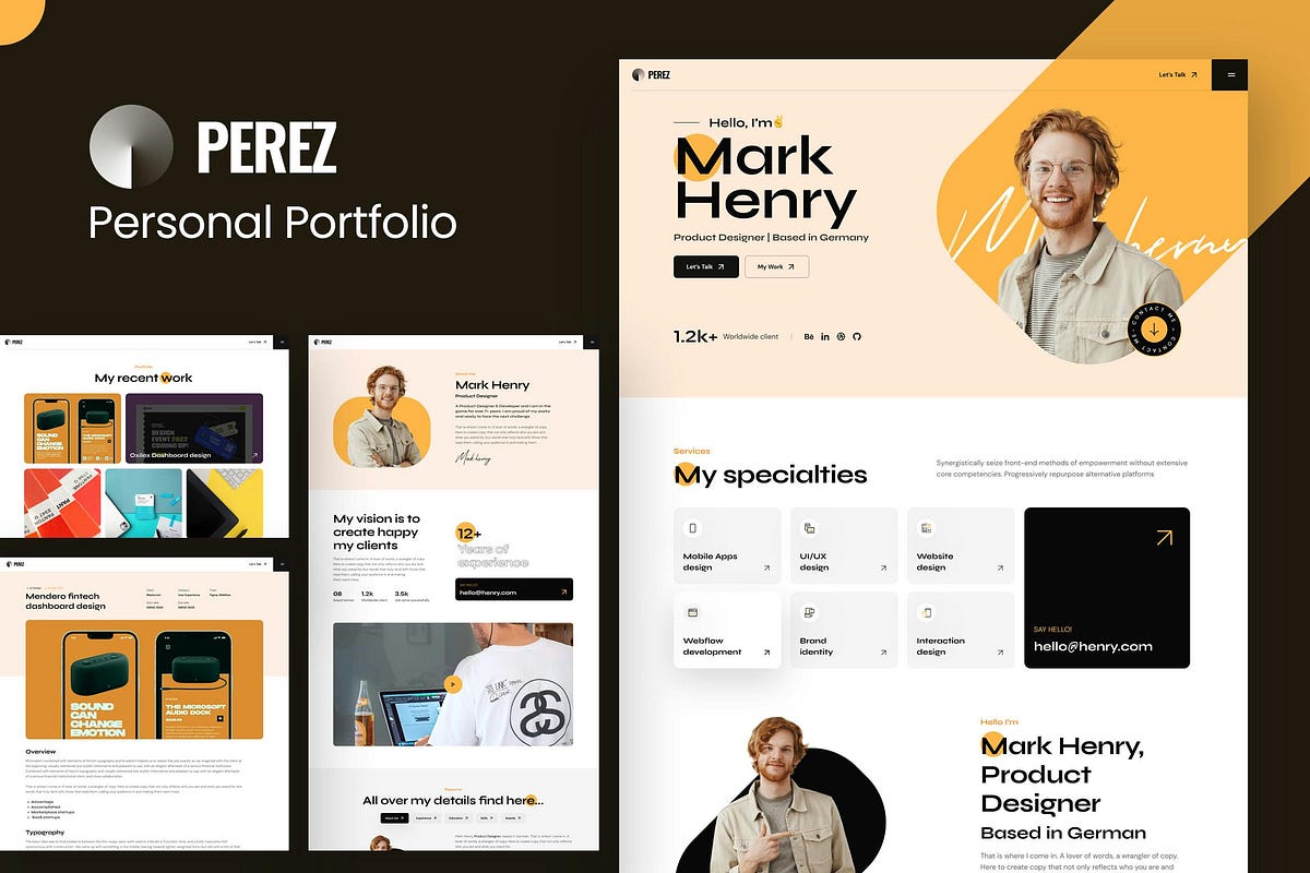 Perez — Tailwind CSS Personal Portfolio Template | by Svginnovator ...