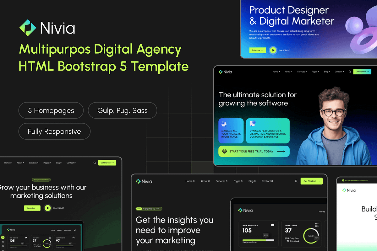 Nivia — Multipurpos Digital Agency HTML Template | by Digidoppelganger | Medium