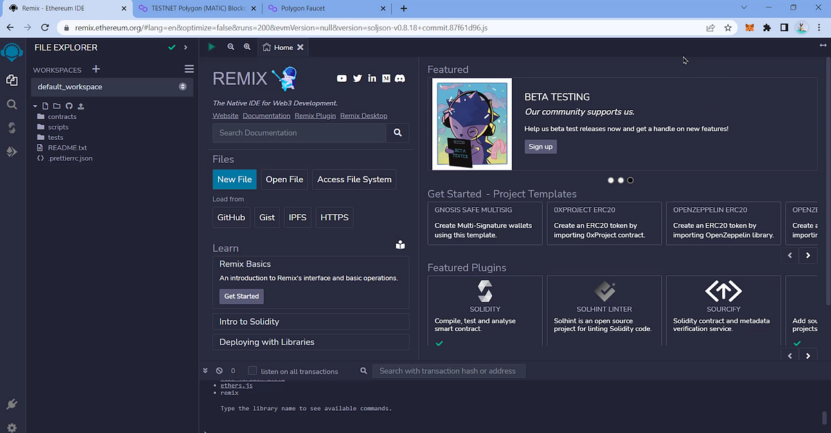 Lab 8: Hello World Contract on Polygon with Remix IDE and Metamask | by web3author | Web3coda ...
