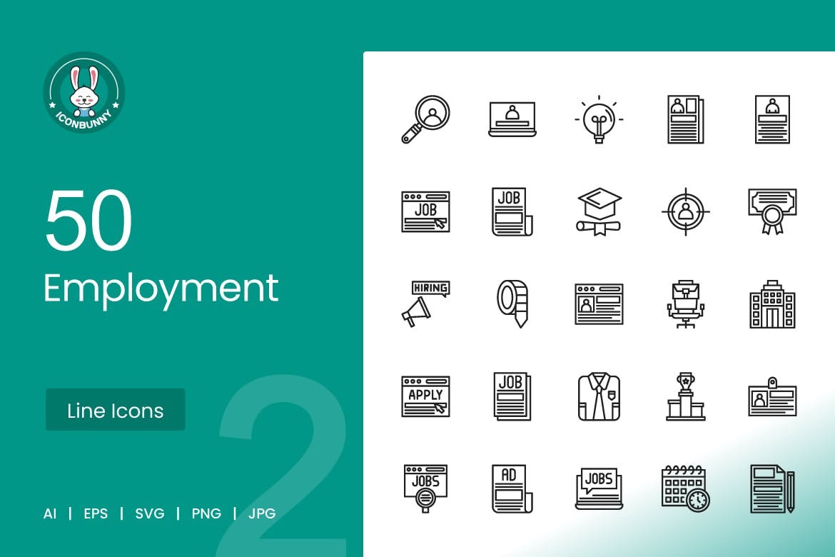 50 Employment Line Icons Graphics | by Fontfusionist | May, 2024 | Medium