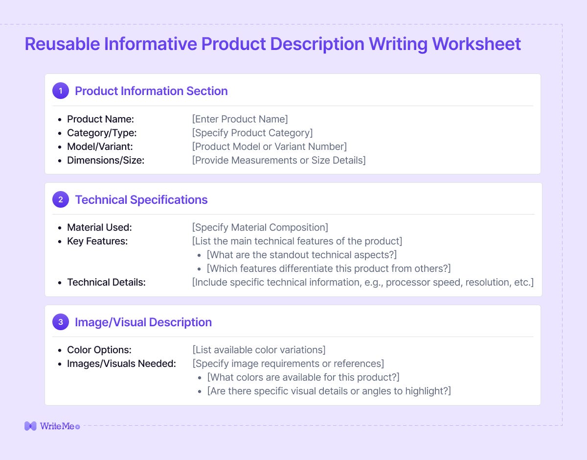 AI PRODUCT DESCRIPTIONS WRITING — TIPS AND WORKSHEETS | by WriteMe. ai ...