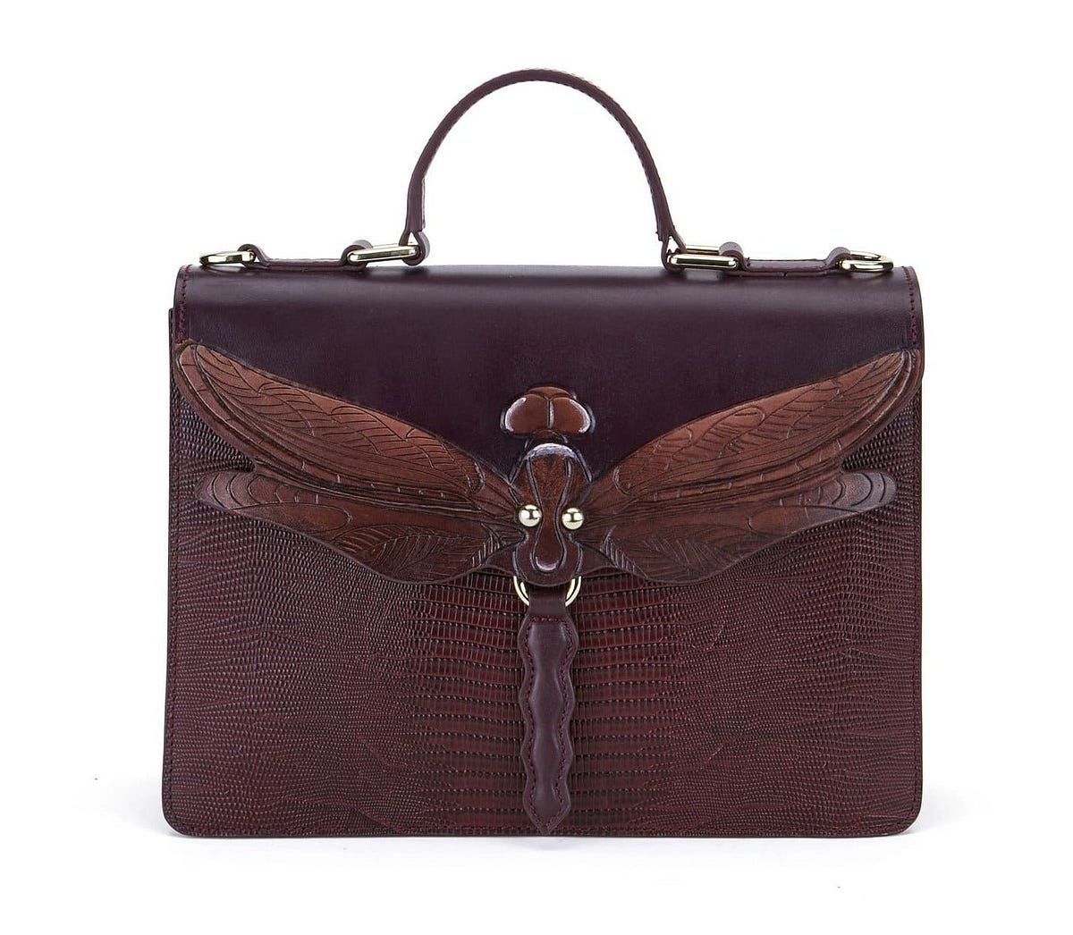 Dragonfly Brown Top Handle | Women’s Handbag - Thebellorita - Medium
