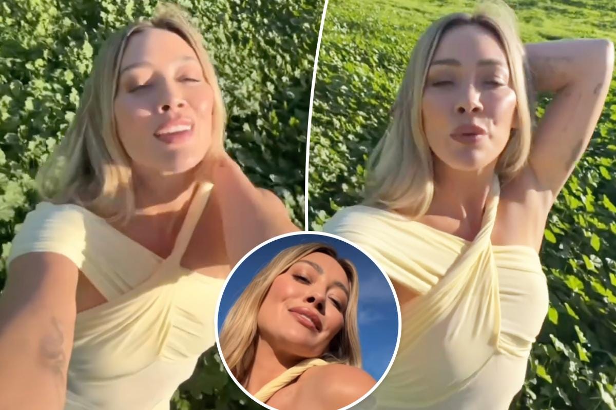 Hilary Duff teases cheeky new music in semi-sheer butter yellow ...