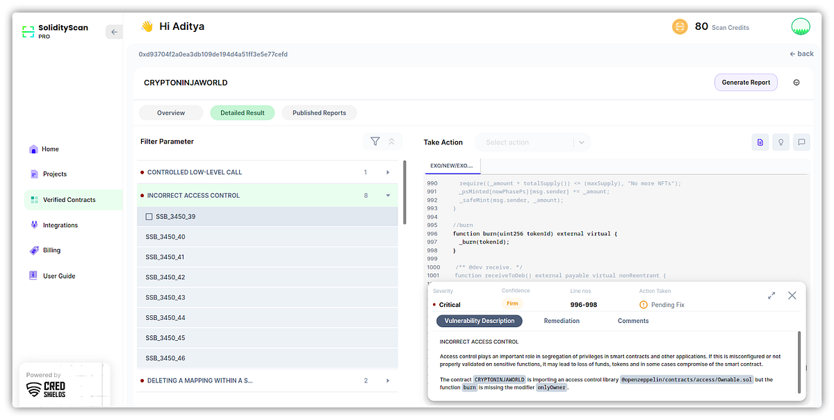 Cryptoninja World NFT hack Analysis — Improper Access control | by Shashank | SolidityScan