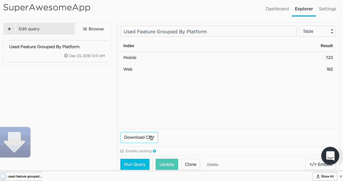 Just Released: Download to CSV + Clone Queries | by Sara Falkoff | The Event Log | Medium