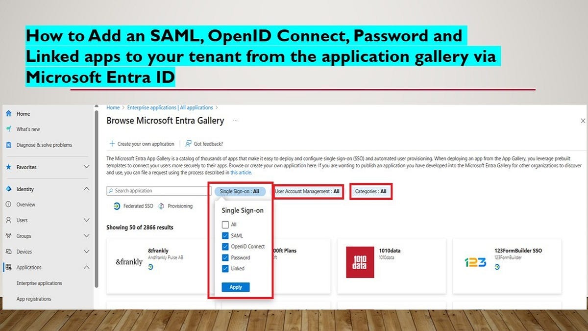 How to Add an SAML, OpenID Connect, Password and Linked apps to your ...