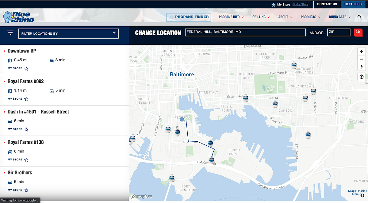 Mapbox fuels Blue Rhino’s propane finder | by Mapbox | maps for developers
