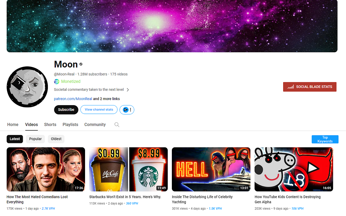 Faceless Channel Inspo — Moon. $50k a month without showing your face… | by Digital Capitalist ...