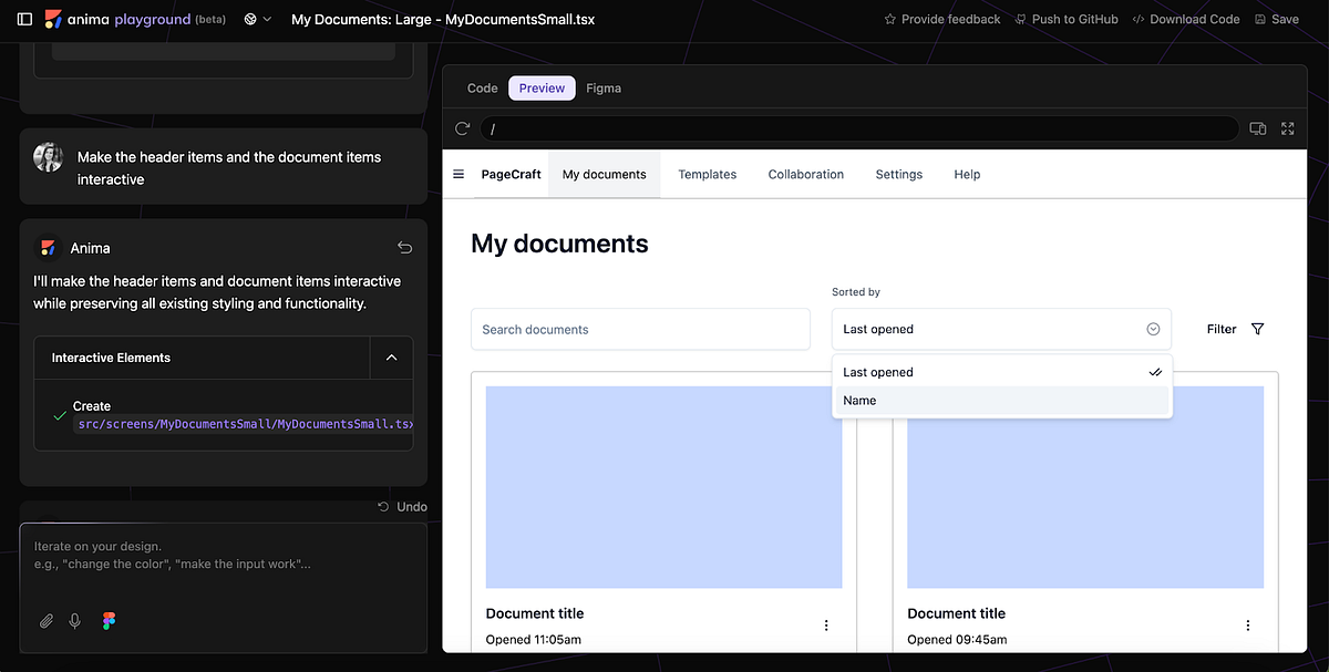 Figma to functional: AI-powered iteration with Anima’s Playground | by Allie Paschal | UX Collective