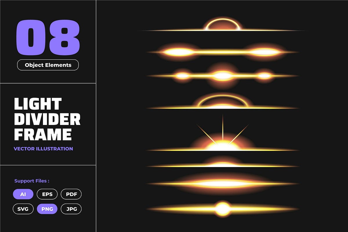 Gold Light Divider Flash Glow Light Effect (Objects Graphics) | by ...