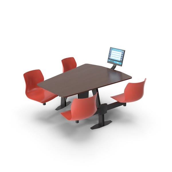 Bowling Table With Red Chairs And Monitor - Svginnovator - Medium
