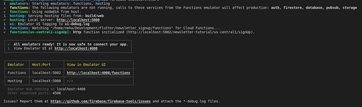 Running Firebase functions emulators for Flutter web app | by Neha M | Medium