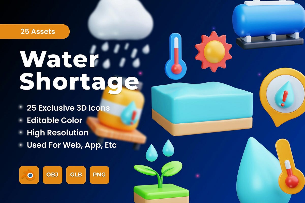 Water Shortage 3D Icons | by Digitaldynamo | Jun, 2024 | Medium