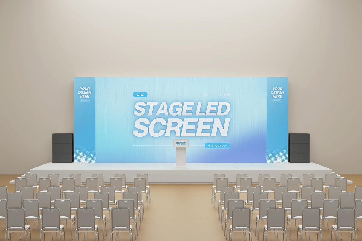 Indoor Stage Led Screen & Stand Banner Mockup (Graphic Templates ...