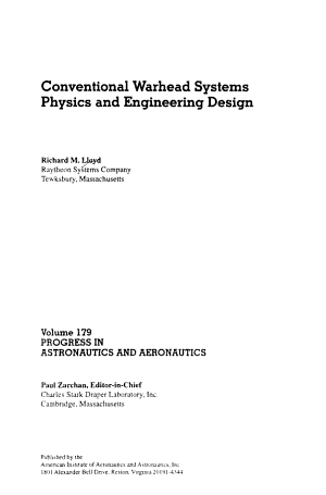 Conventional Warhead Systems Physics and Engineering Design (Progress ...