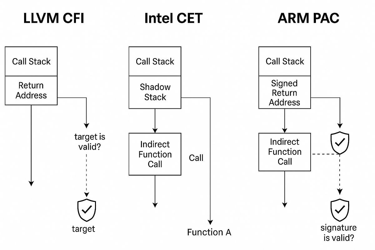 LLVM CFI vs Intel CET vs ARM PAC: A Deep Dive into Control Flow Protection | by Nikheel Vishwas ...