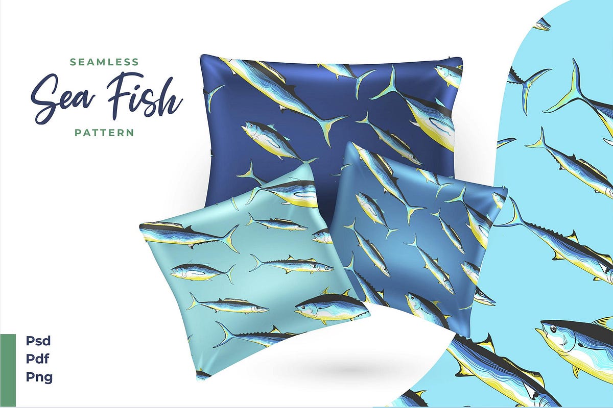 Seamless Sea Fish Pattern Patterns Graphics | by Mosaicmystique | Medium