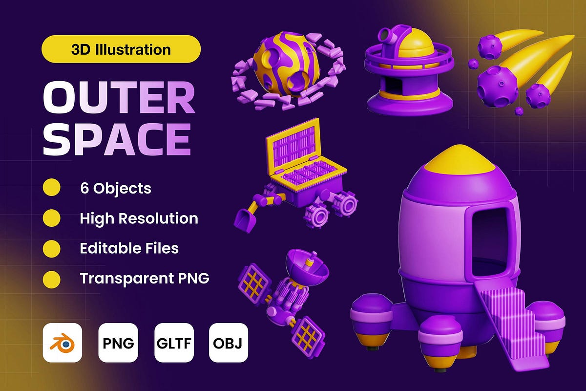 Outer Space 3D Icons V.2 Objects Graphics | by Presentpulse | May, 2024 ...