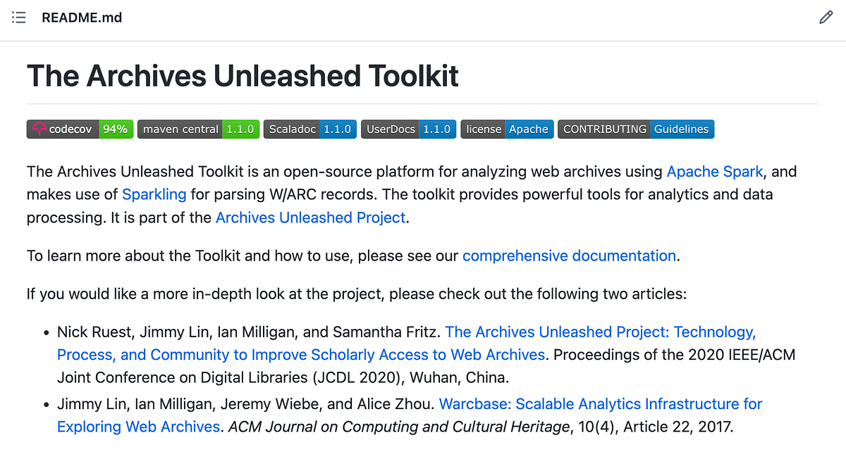 Archives Unleashed Toolkit 1.0.0: A Sparkling New Way to Explore Web ...