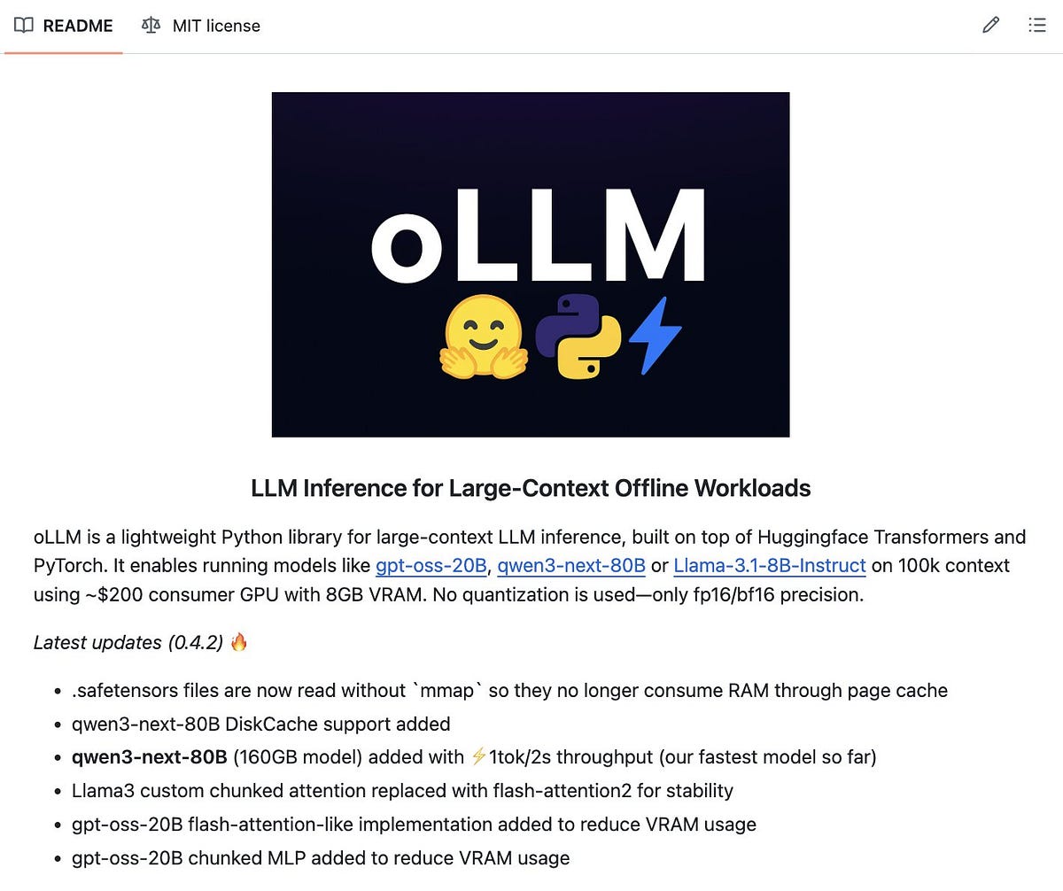 oLLM: Running 80B LLMs on 8GB VRAM, the Open-Source Community’s Latest ...
