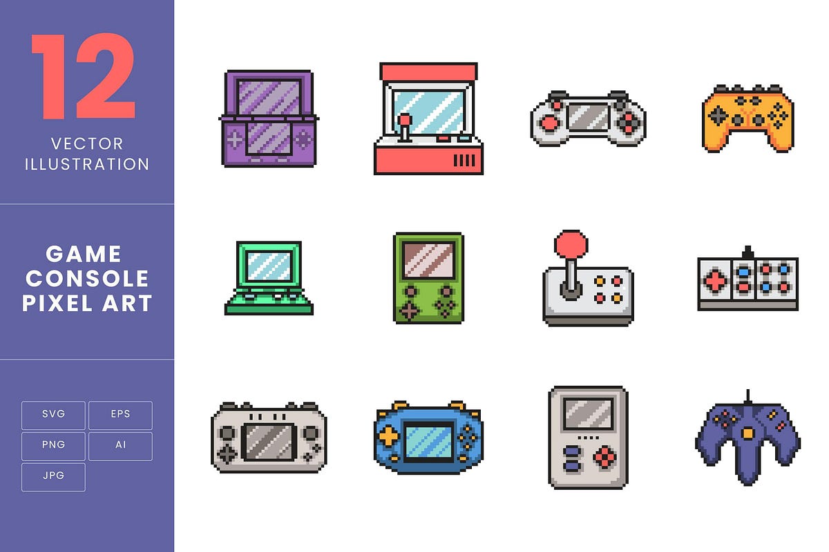 Game Console Pixel Art Illustration Set Collection - Svginnovator - Medium