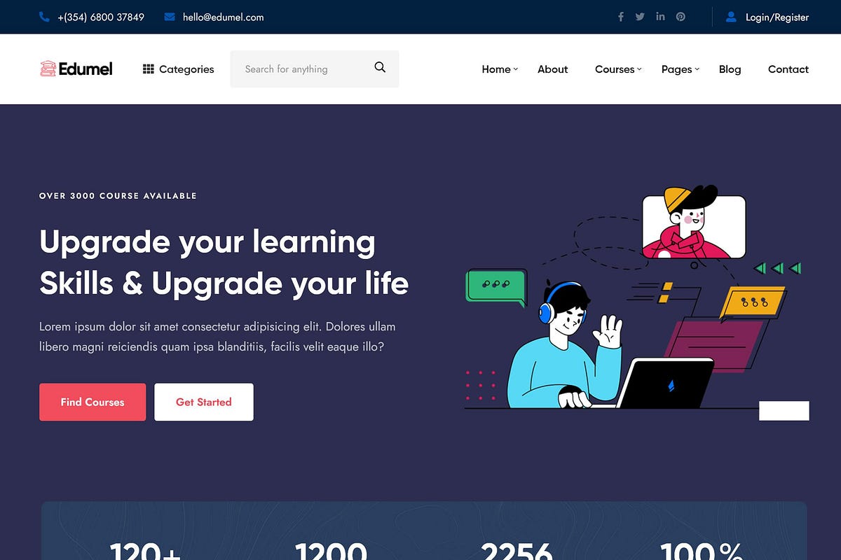 Edumel- Education LMS WordPress Theme (WordPress / Themes) | by Glowglyph | Medium