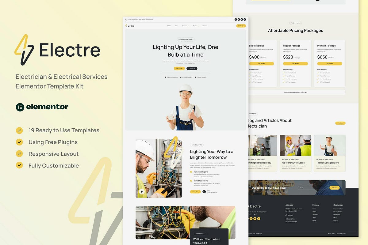 Electre — Electrician & Electrical Services Elementor Template Kit | by Svginnovator | Jun, 2024 ...