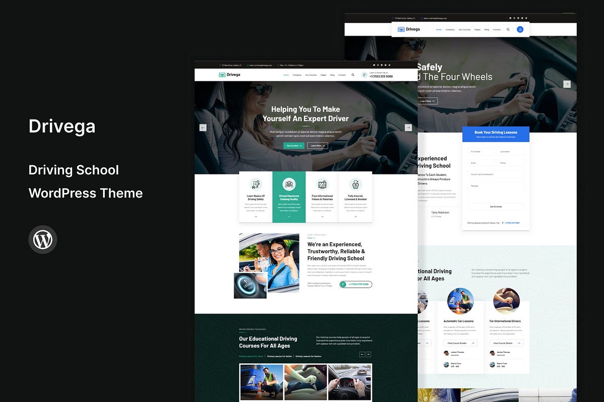 Drivega — Driving School WordPress Theme - Cyberscribe - Medium