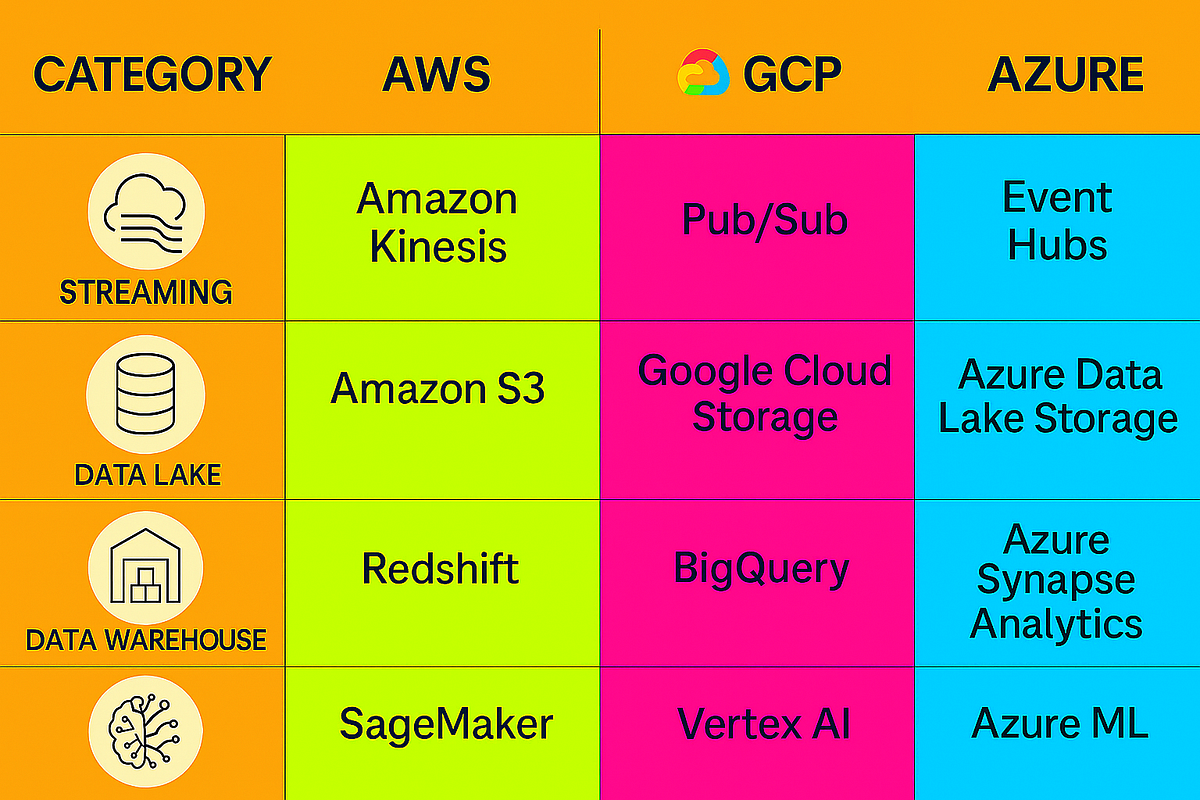 Comparative Analysis of Cloud Data Platform Services: AWS, GCP, and Azure | by Snehal Sontale ...